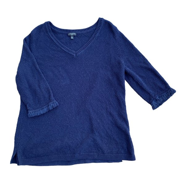 Talbots | Sweaters | Talbots Woman Vneck Fringe Trimmed Length Sleeve ...